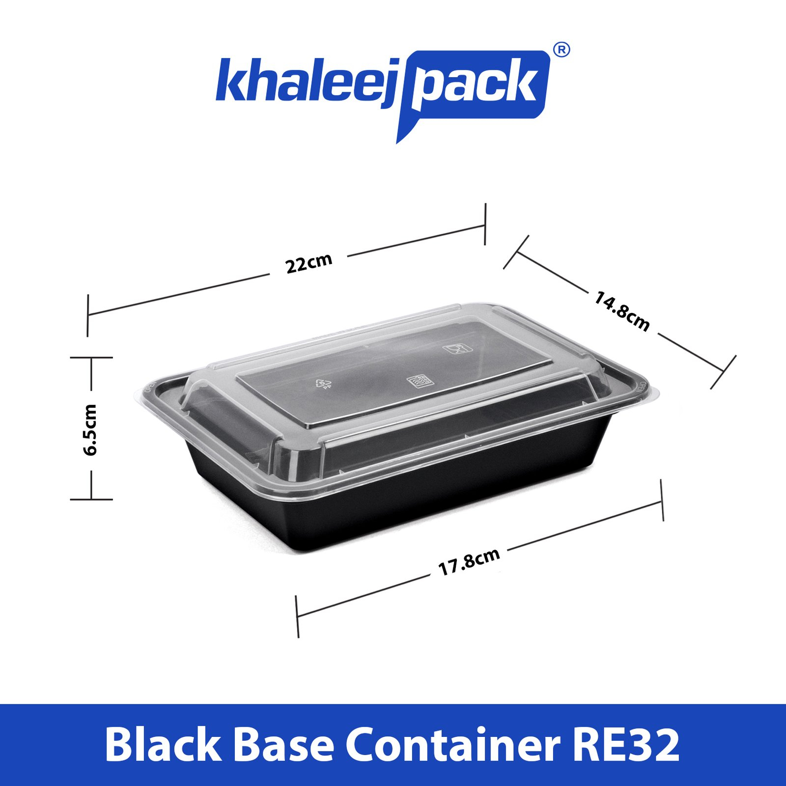 32 oz Black Base Microwaveable Food Container With Lids – (5 PCS ...